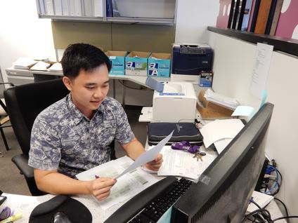 Sheen working in his day-job.