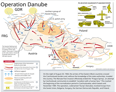 Map of the Invasion of Czechoslovakia, codenamed "Operation Danube ...
