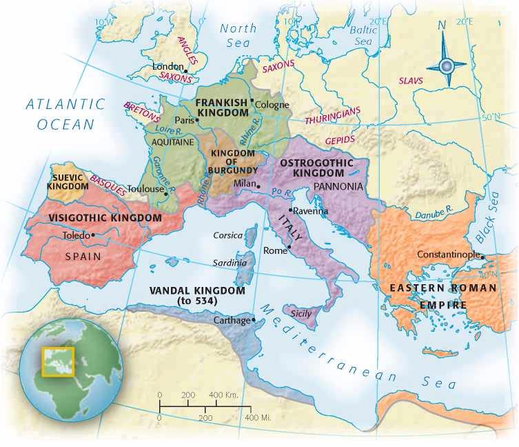 Europe at the start of the Middle Ages