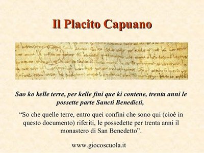 960 d.C. - Placito Capuano:
