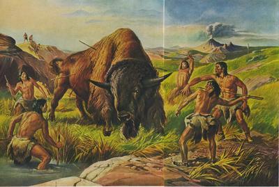 paleo Indians hunting buffalo