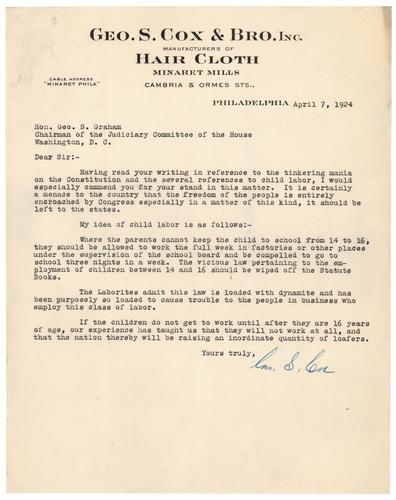 1924-The US Constitution prohibited child labor