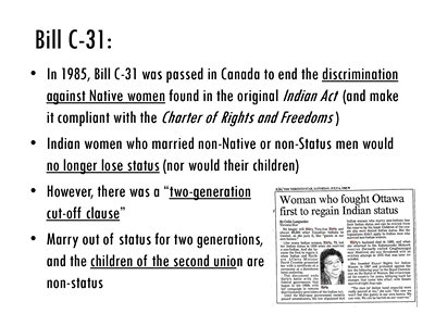Amendments to The Indian Act,