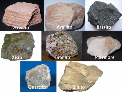Diferentes tipos de rochas