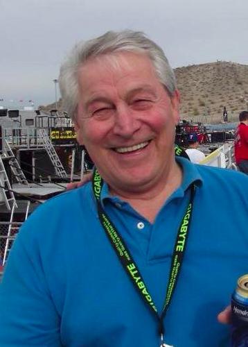 Grandpa Tony at a NASCAR race which he loved