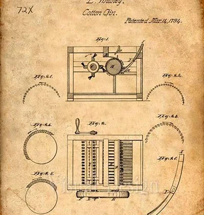 1793 – Invention of Eli Whitney’s Cotton Gin