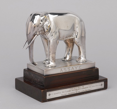 Statuette of The Assaye Elephant, 1947 (c).Silver plated solid brass ...