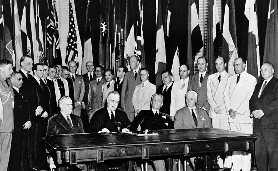 The signing of the UN Charter.