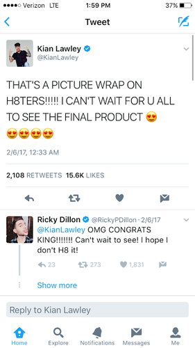 Kian's tweet about his & Jc's new TV show