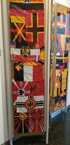 Display in a German history museum showing the different flags Germany ...