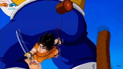 Yajirobe Cutting Vegeta's tail off