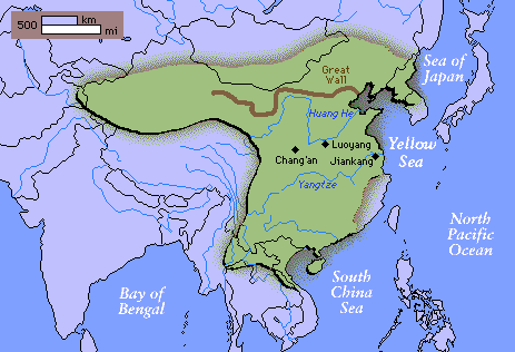 This is a map of the places were the han dynasty was located at.