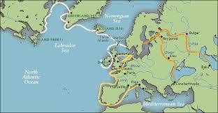 Routes which the Vikings raided.