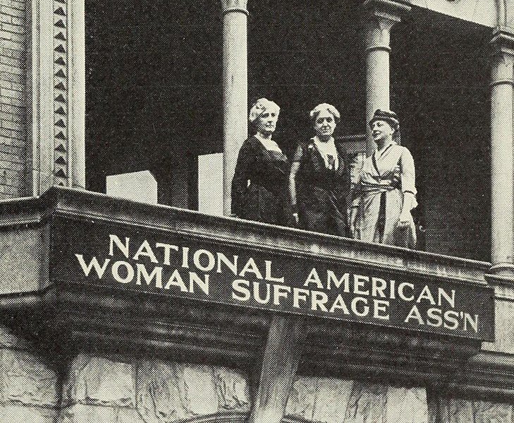 Women gathering at the Suffrage House, at the National American Woman ...