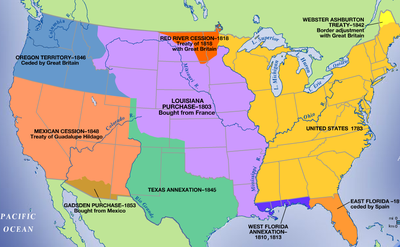 The Gadsden Purchase of 1853, bought from Mexico, by President Franklin ...