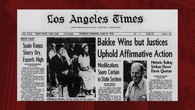 A newspaper regarding the Bakke vs Supreme Court case
