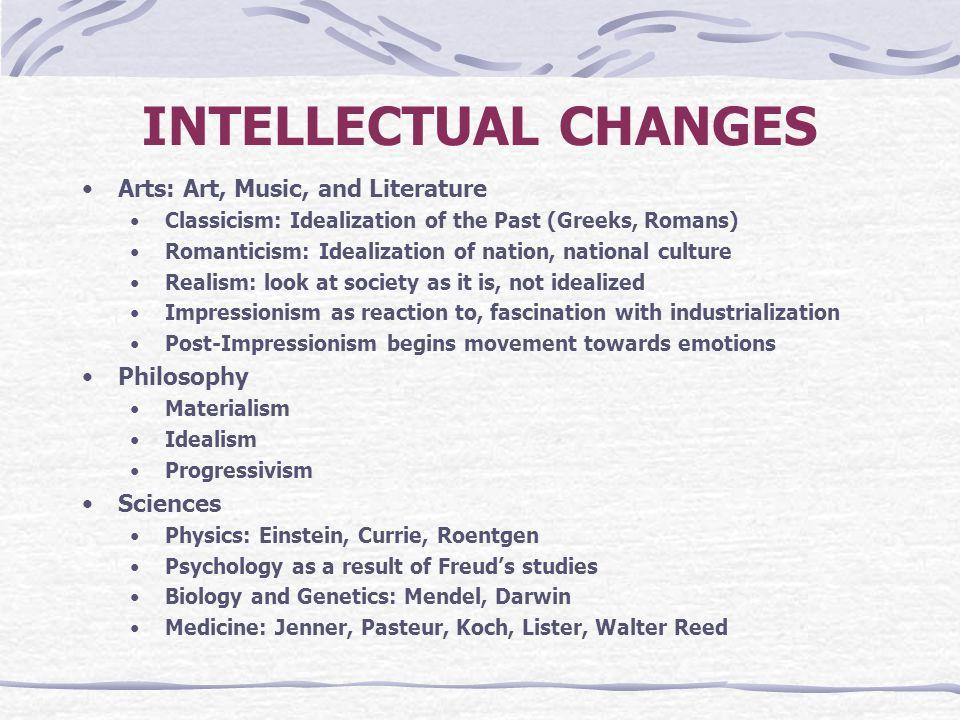 Changes in literature, art, philosophy, psychology