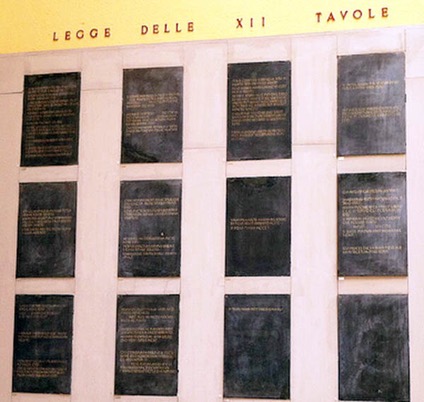 The twelve tables of Roman law.