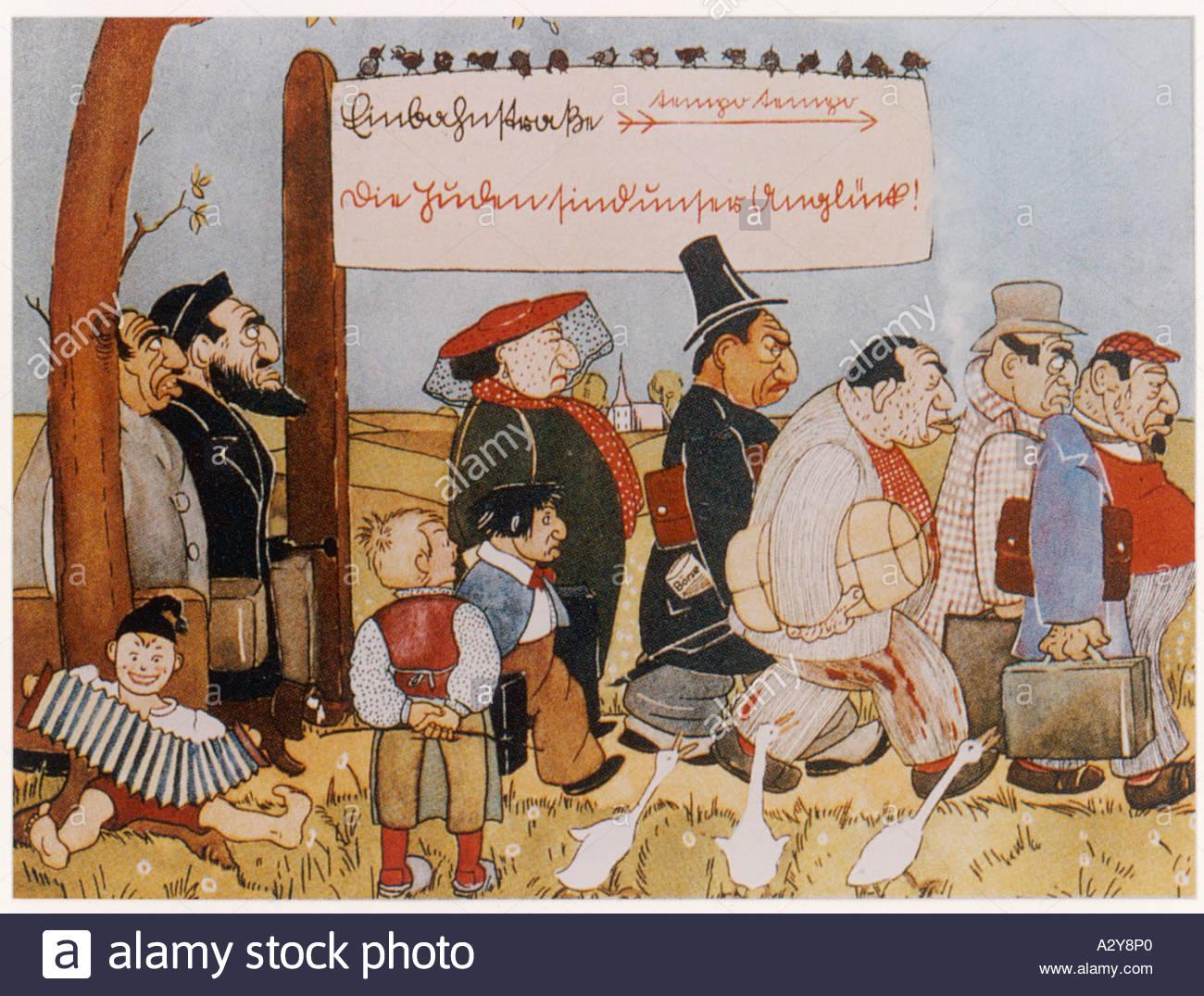 Jewish repatriation. Nazi-inspired schoolbook showing Jews leaving ...