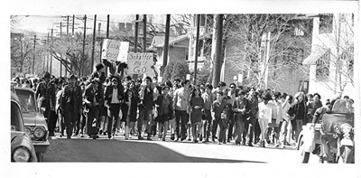 Students from West high school, March 1969. Denver Public Library.