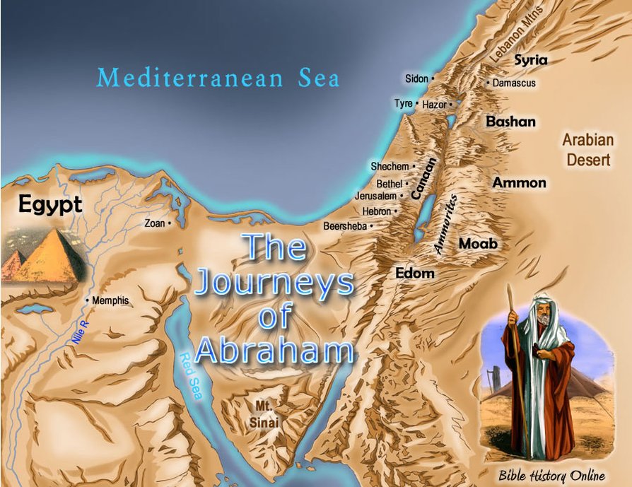 This map highlights the journeys of Abram. You can also see Egypt on ...