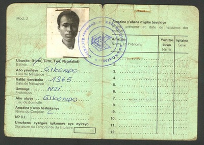 in 1913, rwandans recived identity cards to show their ethnicity