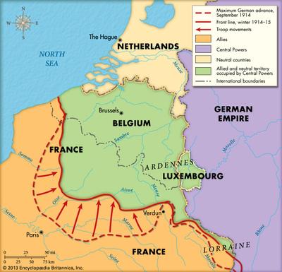 This map shows the area controlled and troop movements by both sides of ...