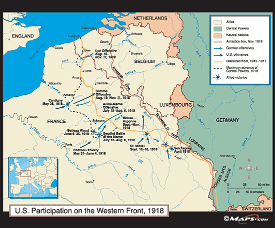 The Western Front was a 400 mile (644 kilometers) border that separated ...