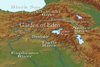 Here is a map showing where the Garden of Eden is possibly located. As ...