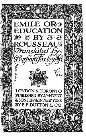 Cover of Rousseau's Emile. Image taken from https://oll.libertyfund.org ...