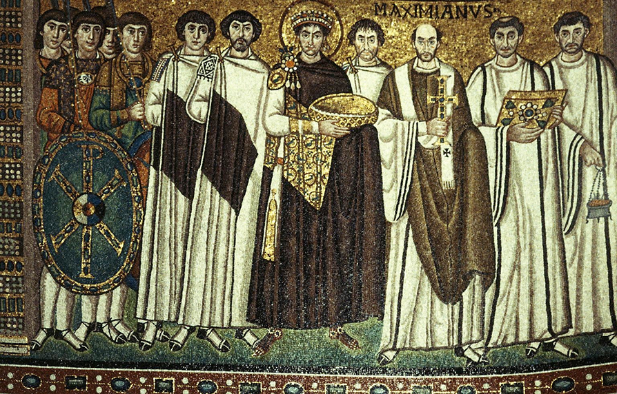 Emperor Justinian and His Attendants, Church of San Vitale, Ravenna ...
