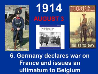 August 3,1914 Germany declares war on France