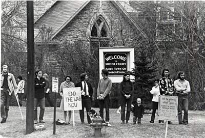 Protesters gathered against the Vietnam War in 1968. This is a scanned ...