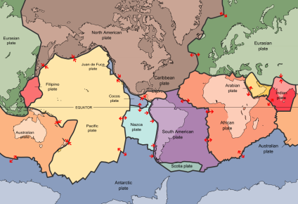 The tectonic plates of the world as they were in the second half of the ...
