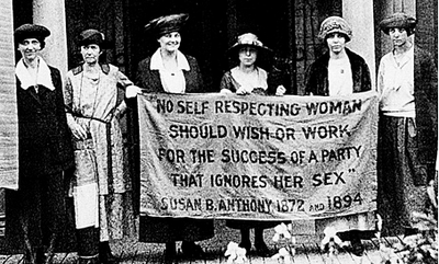 An image of the first feminists demanding equal opportunities regarding ...