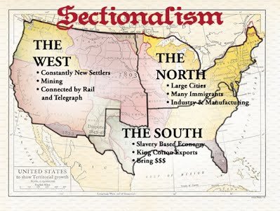 1830s and 1840s - Beginning of the Antebellum Era, rise of sectionalism