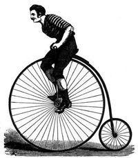 The Van Cleve bike was way easier to mount than the high-wheeled bicycle.