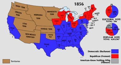 This is a map of the election of 1856, which shows the amount of votes ...