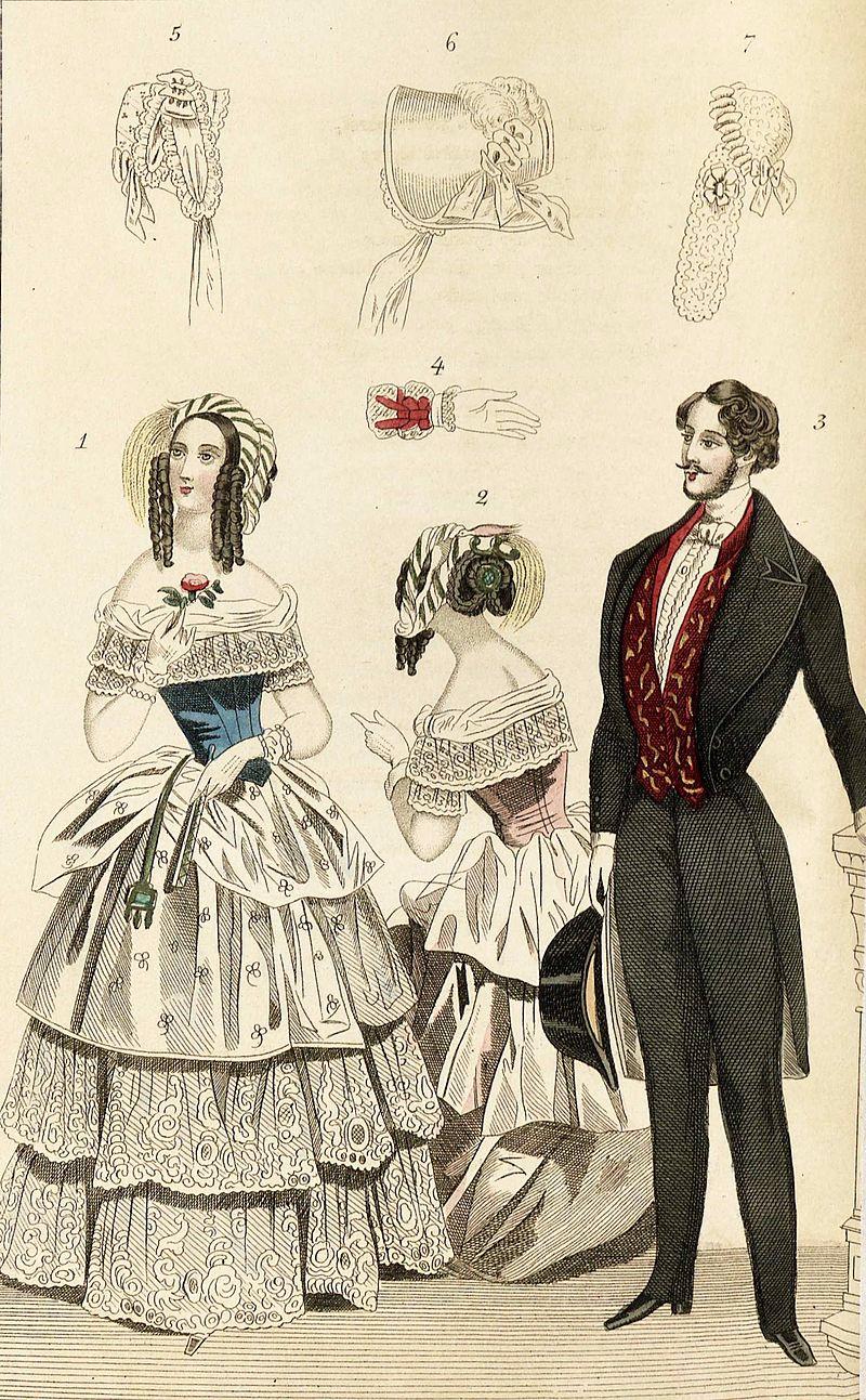1844 - fashion plate depicting fashionable clothing for men and women ...