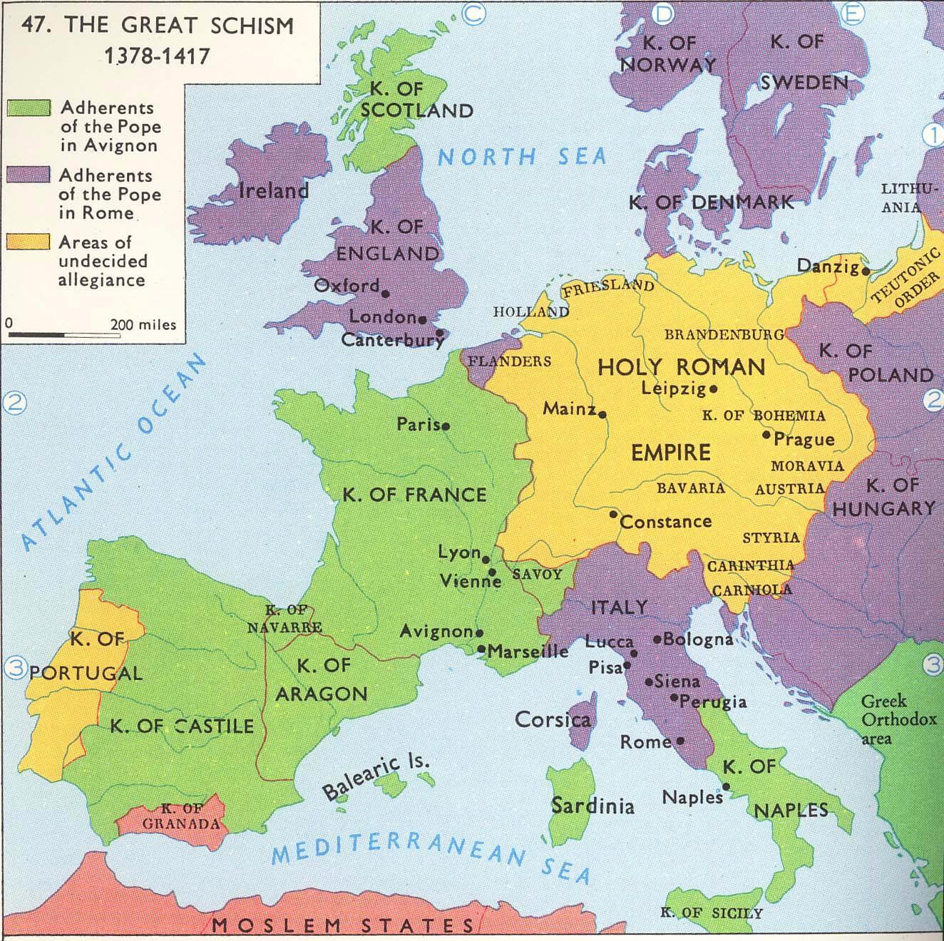 Following Gregory XI's death in 1378, the Church entered a period known ...