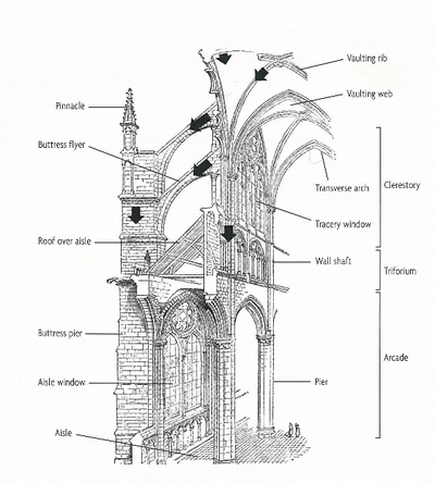 A diagram of a Gothic cathedral elevation. Romanesque cathedrals were ...