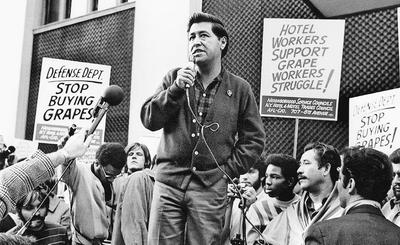 Cesar Chavez Speaking At The Grape Strike That Began On September 8, 1965.