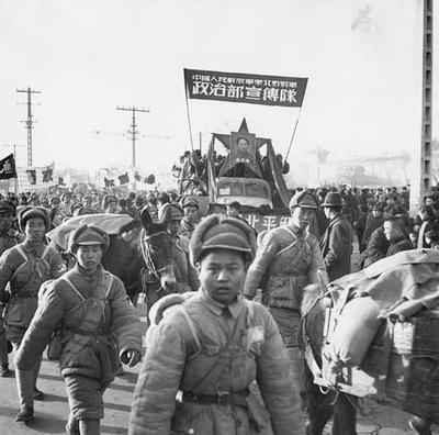China Communist troops marching through Beijing after taking over the ...