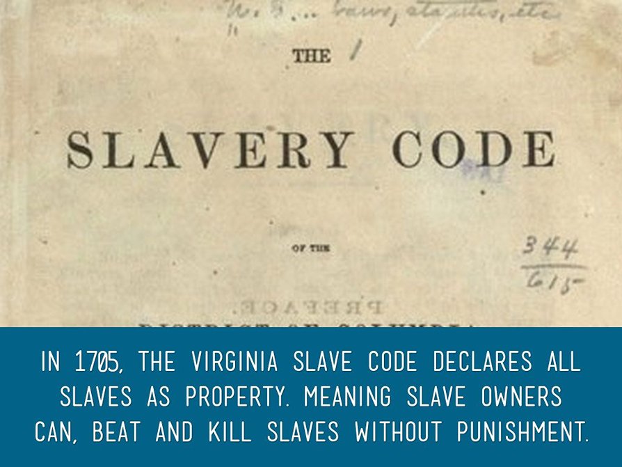 The Virginia Slave Codes institutionalized racial slavery, defining ...