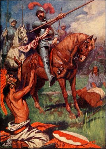 Conquistadors urging their supporters. Taken from "Romance of History ...
