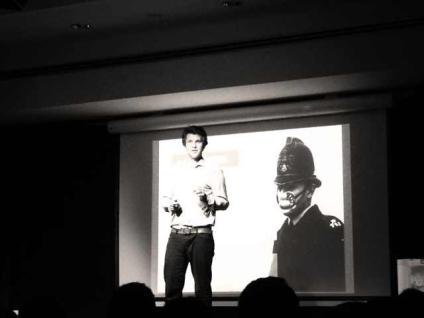 Thomas presenting the Great Smog of London Twitter reenactment