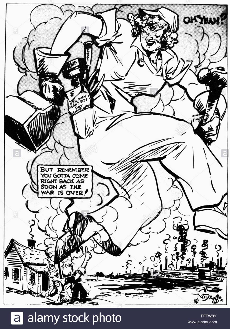 Political Cartoon in relation to Rosie the Riveter