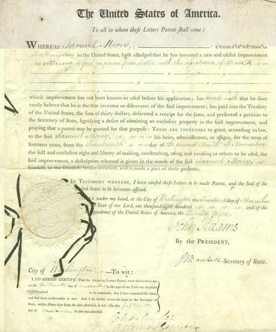 U.S. Patent and Trademark Office; Samuel Morey