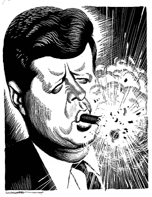 British cartoonist Leslie Gilbert Illingworth, depicting JFK smoking an ...