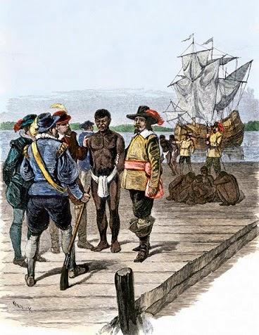 Slave ships filled with African men, women and children arrived in America.